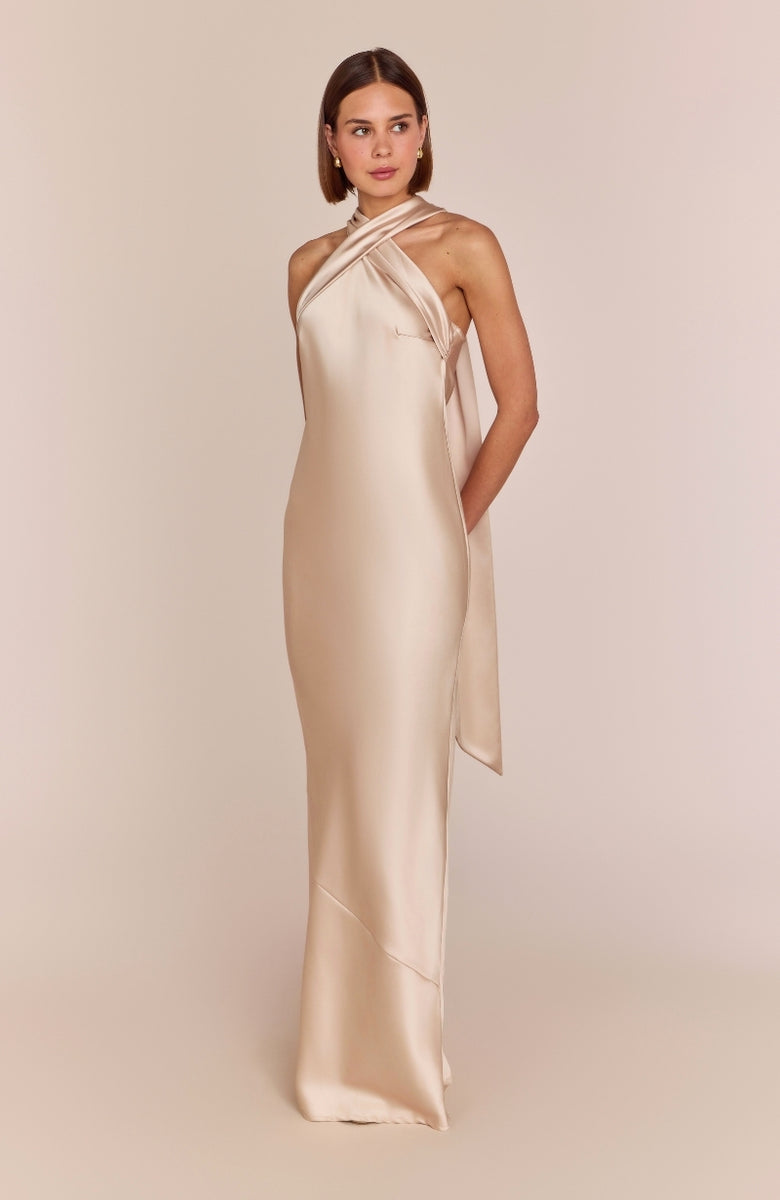 champagne satin dress uk