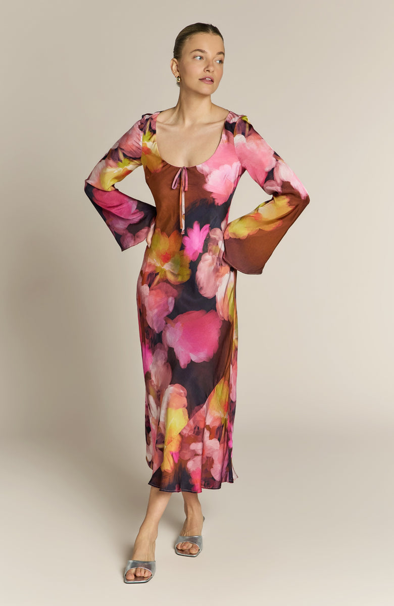 Ashton Long Sleeve Floral Wedding Guest Dress | Rewritten London
