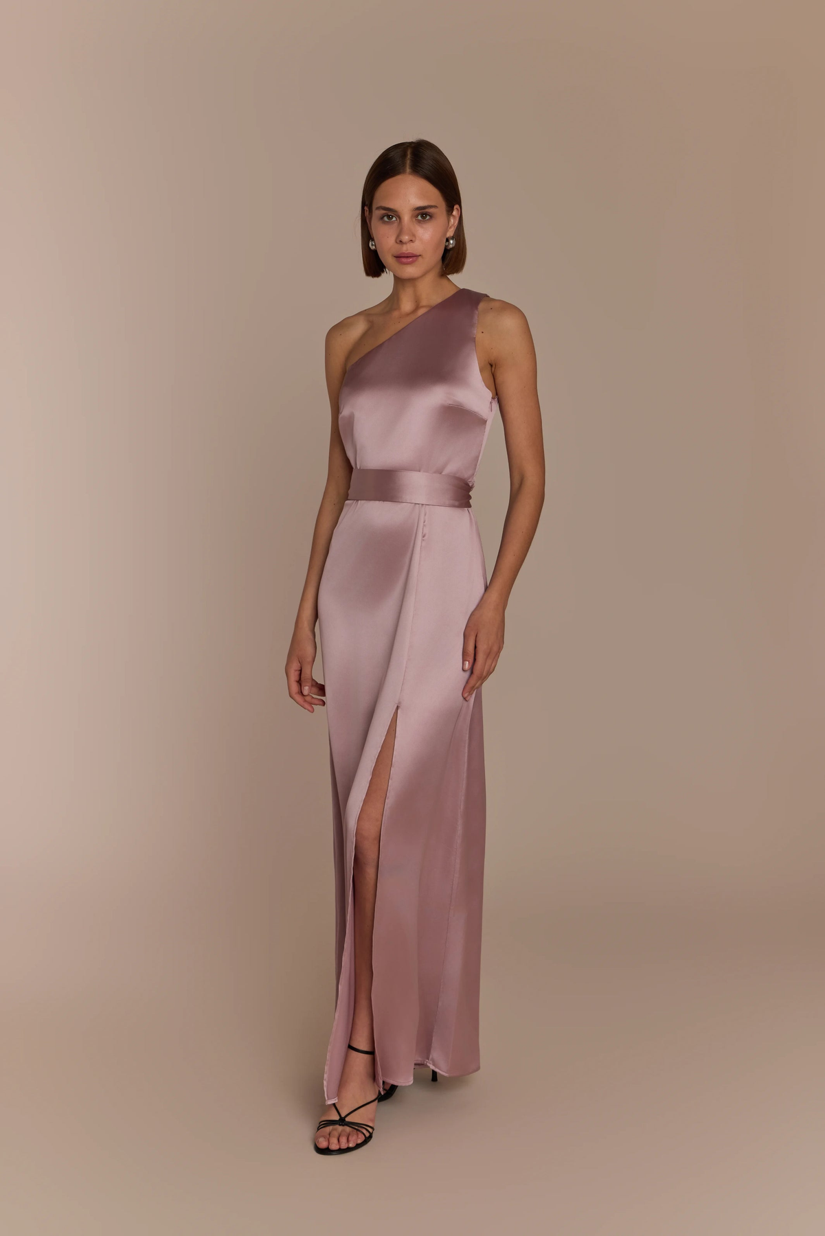 Porto One Shoulder Bridesmaids Dress in Rose Pink – Rewritten