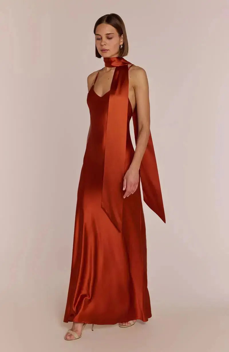 Brooklyn Slip Bridesmaids Dress in Burnt Orange | Rewritten – Rewritten