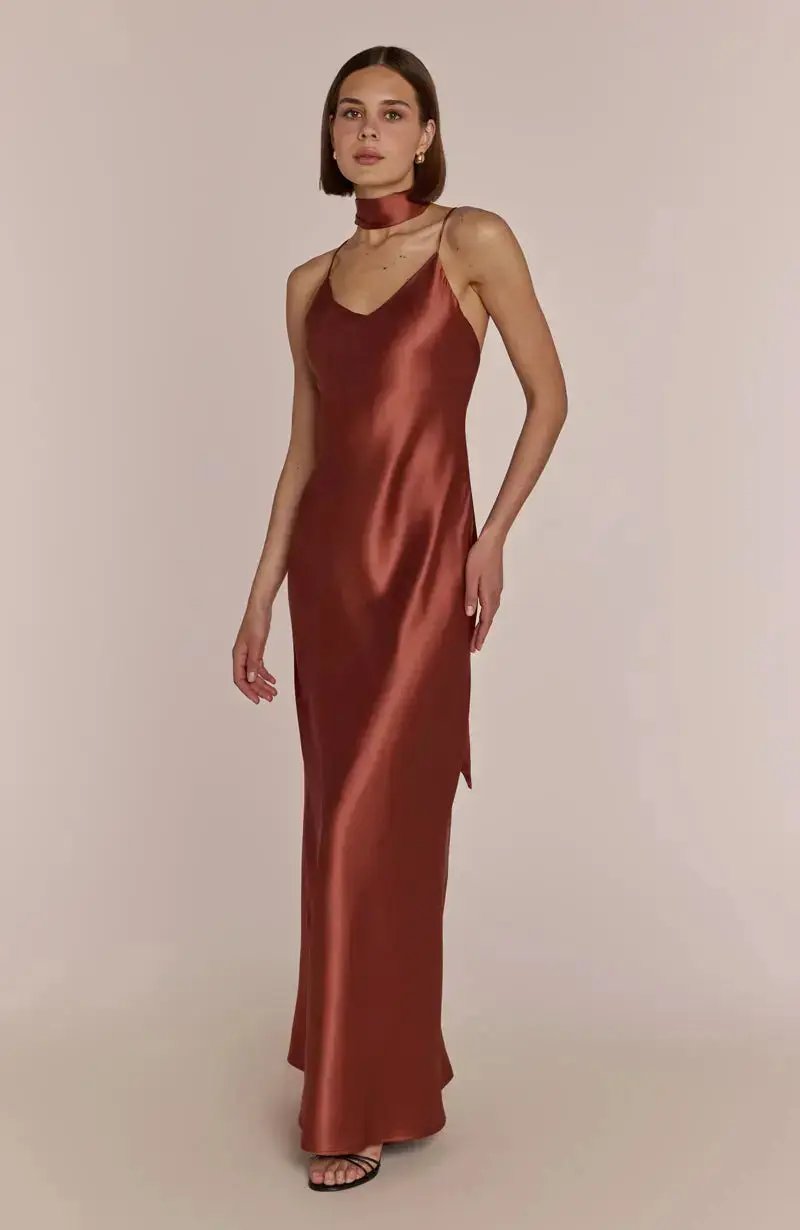 Brooklyn Slip Bridesmaids Dress in Terracotta | Rewritten – Rewritten