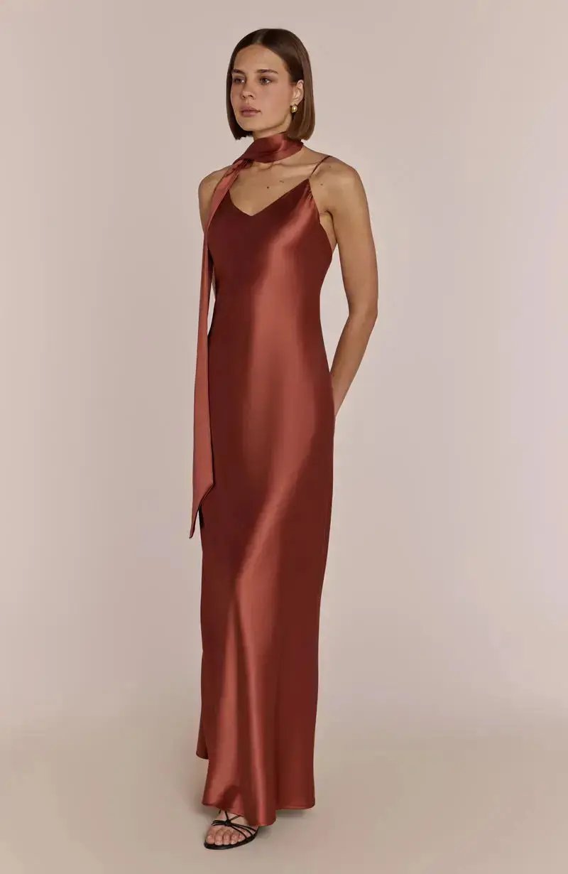 Brooklyn Slip Bridesmaids Dress in Terracotta | Rewritten – Rewritten