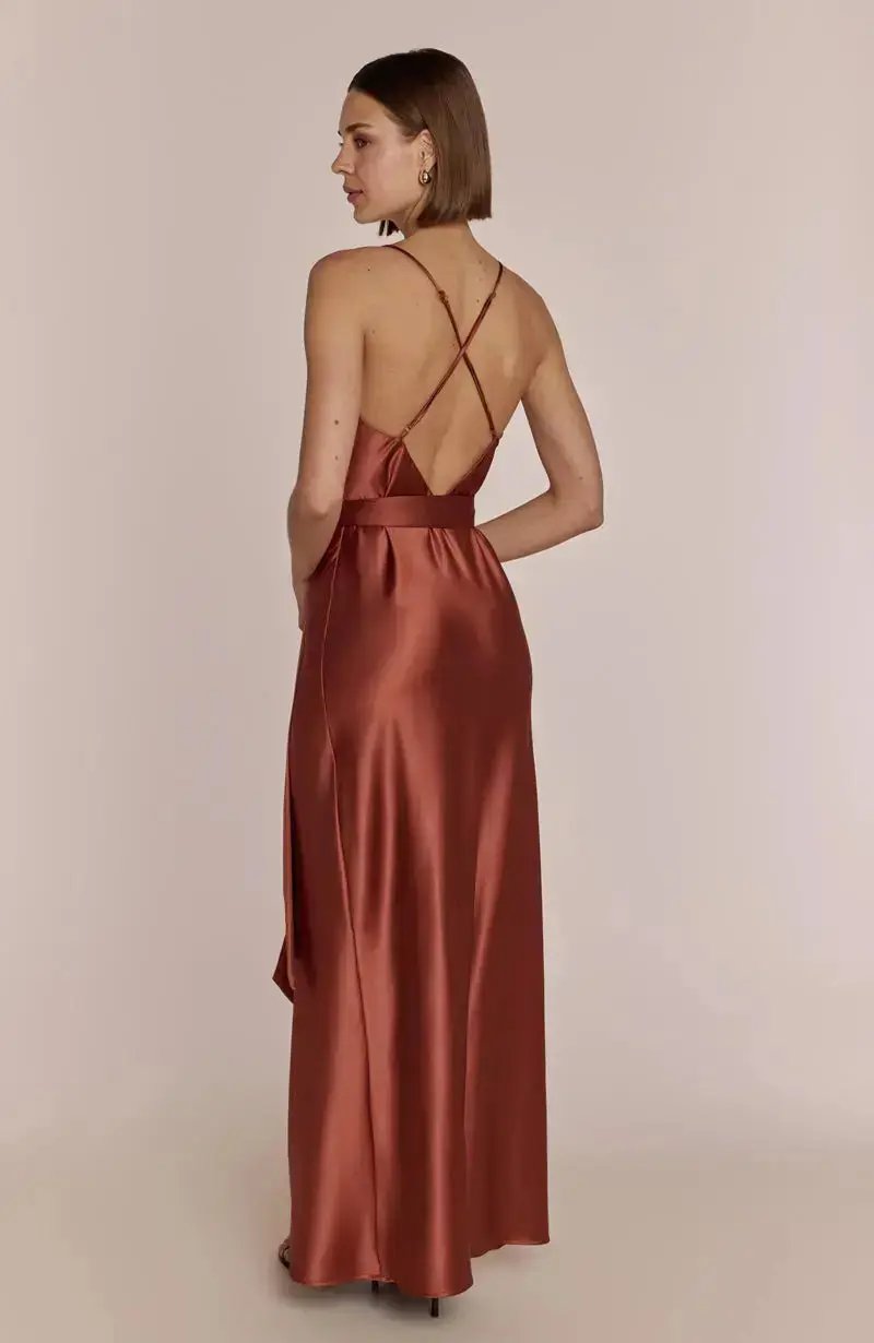Brooklyn Slip Bridesmaids Dress in Terracotta | Rewritten – Rewritten