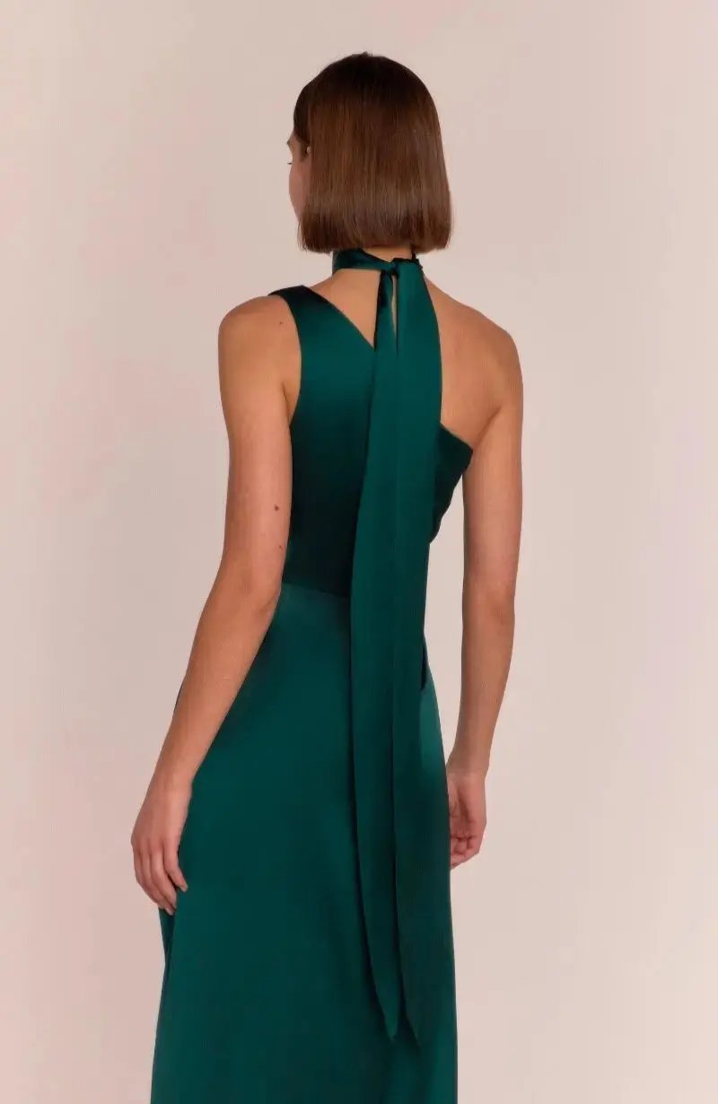 One Shoulder Bridesmaids Dress in Forest Green | Rewritten – Rewritten