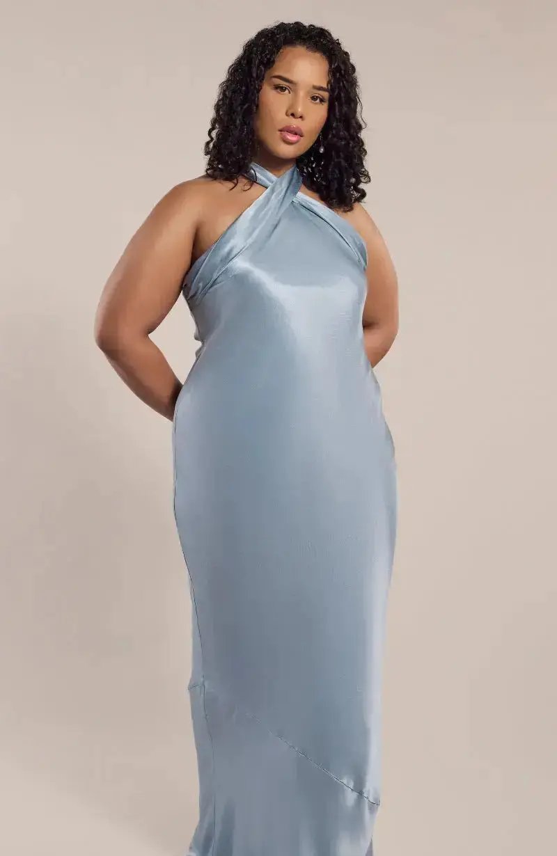 Roma Bridesmaids Dress in Pale Blue | Rewritten London