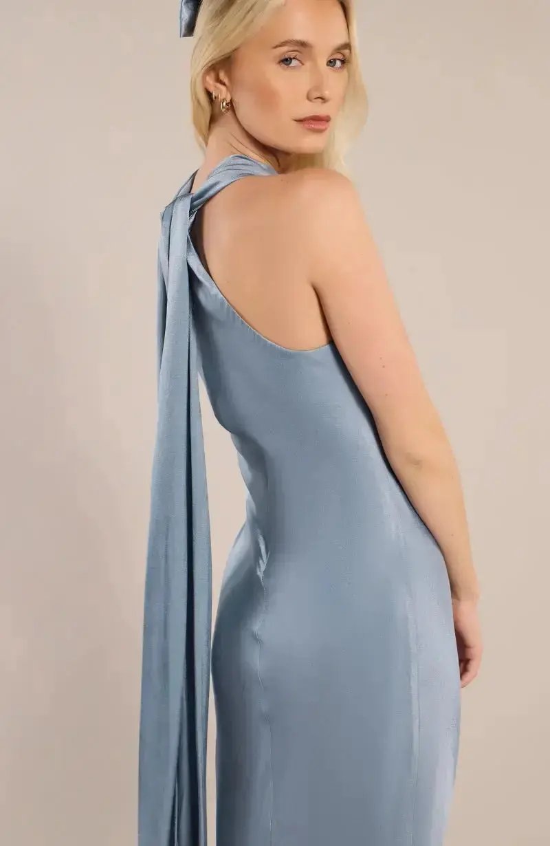 Roma Bridesmaids Dress in Pale Blue | Rewritten London